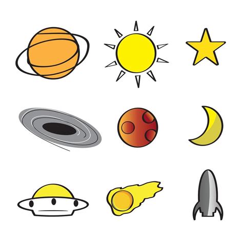 Space Objects Clip Art Icons 61265072 Vector Art At Vecteezy