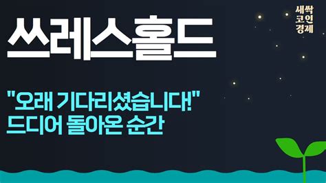 쓰레스홀드 코인 오래 기다리셨습니다 드디어 돌아온 순간 쓰레스홀드코인 쓰레스홀드호재 쓰레스홀드전망 쓰레스홀드시세 쓰레스홀드가격 Youtube