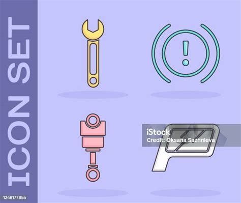 자동차 미러 렌치 엔진 피스톤 및 브레이크 시스템 경고 아이콘을 설정합니다 벡터 강철에 대한 스톡 벡터 아트 및 기타 이미지 강철 거울 경계 표지 Istock