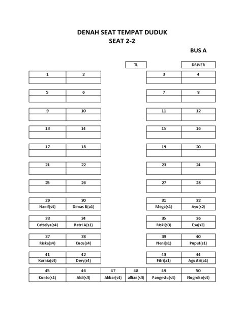 Bus Seat Layout Diagrams Pdf