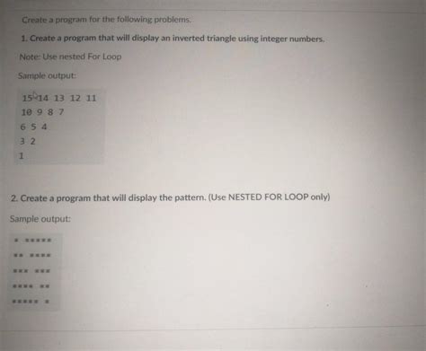 Solved Create A Program For The Following Problems Chegg