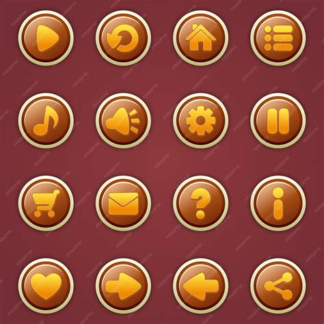 Premium Vector Set Of Round Buttons In Cartoon Style With 3d Effect Gui Design To Build Games