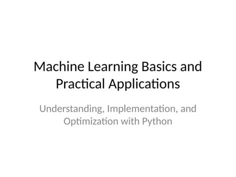 Machine Learning Basics Presentation Pptx