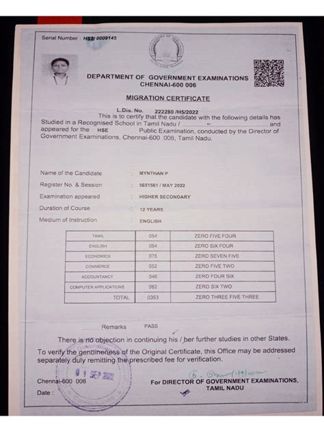 Migration Certificate Pic Pdf
