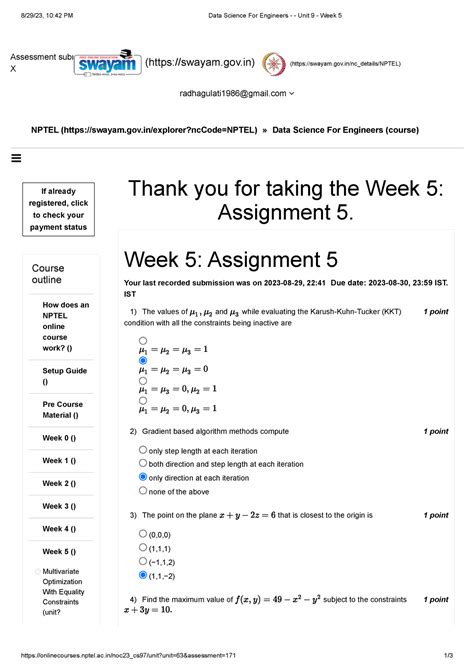 Data Science For Engineers Unit 9 Week 5 Nptel Ac Noc23 Cs97 Unitunit 63andassessment 171