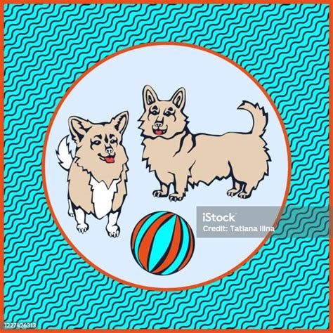 벡터 배경 손 그린 코기 개 손으로 그린 잉크 그림 현대 장식 장식 배경 벡터 패턴입니다 직물 천 벽지 스크랩북인쇄 강아지 어린