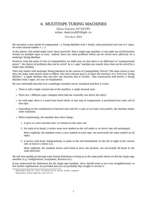 4 Multitape Pdf Theory Of Computation Applied Mathematics