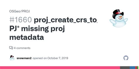 Projcreatecrstocrs Pj Missing Proj Metadata · Issue 1660 · Osgeoproj · Github