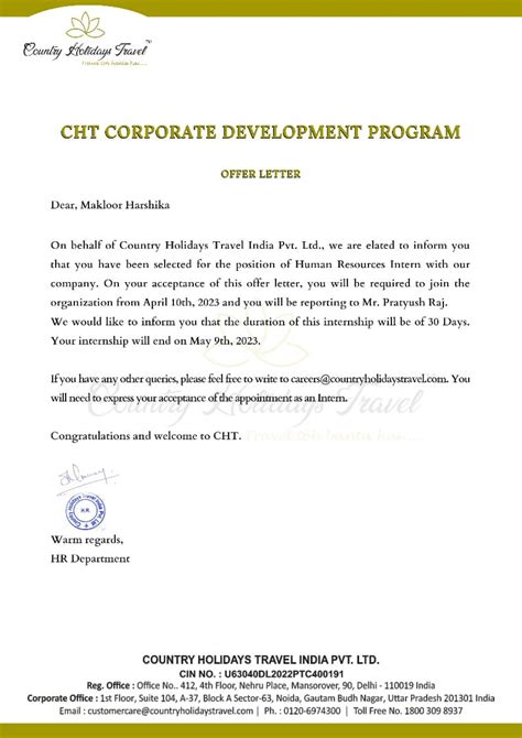 Makloor Harshika On Linkedin Humanresourcesmanagement Internship Countryholidaytravelindia