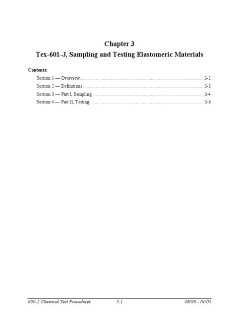 Tex 601 J Sampling And Testing Elastomeric Materials Contents Pdf Fracture Bearing