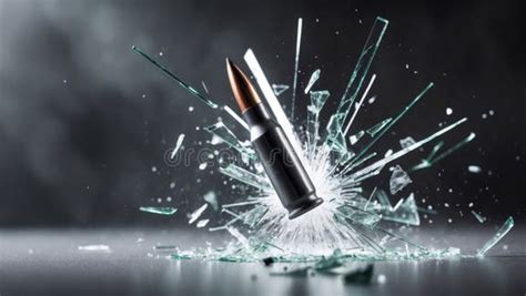 Bullet Impacts Glass Shattering With Explosive Force In A Dark Setting