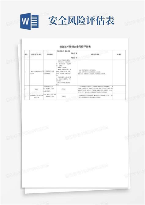 安全风险评估表Word模板下载 编号lypeemjj 熊猫办公