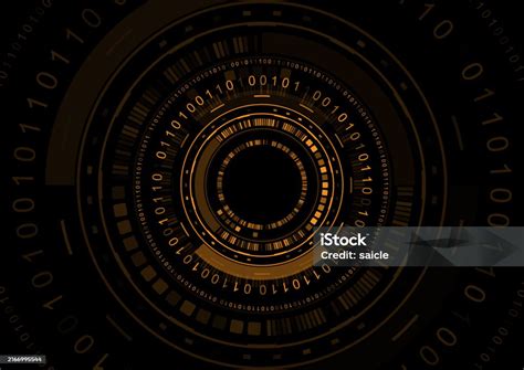 Tech Abstract Background With Ui Circular Elements And Binary Code