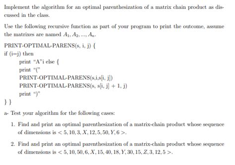 implement the algorithm for an optimal