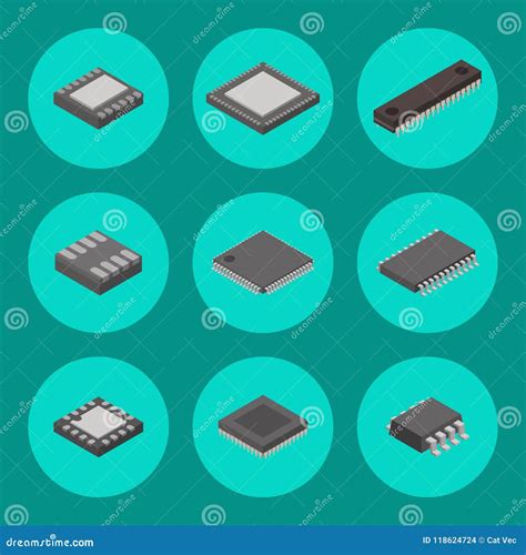 Microchip Computer Vector Isometric Chip Technology Processor Circuit Electronic Board