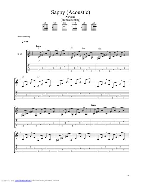 Sappy Acoustic Guitar Pro Tab By Nirvana