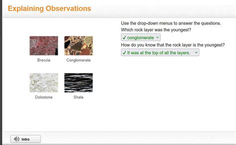 Use The Drop Down Menus To Answer The Questions Which Rock Layer Was