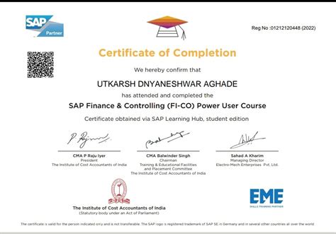 Utkarsh Aghade On Linkedin Certificate Of Completion Sap Finance