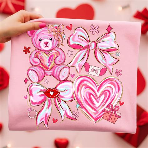 Valentines Day Png Coquette Bow Png Preppy Teddy Bear Png