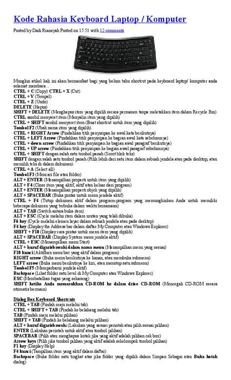 Kode Keyboard Komputer Id