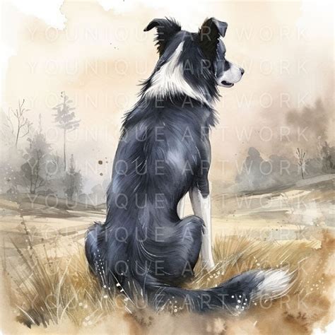 Border Collie Druck Aquarell Malerei Wandkunst Border Collie Etsyde