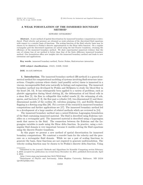 Pdf A Weak Formulation Of The Immersed Boundary Method