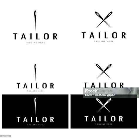 재단사 로고 아이콘 일러스트레이션 템플릿 옷 실 및 재봉틀 버튼의 조합 의류 제품 디자인 대류 회사 벡터 형태의 패션 가위에 대한 스톡 벡터 아트 및 기타 이미지 Istock