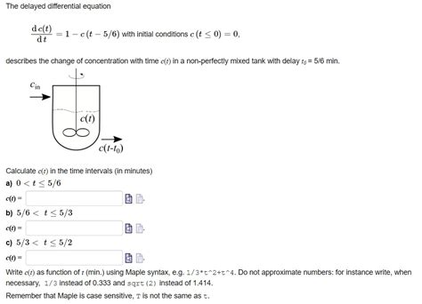 Solved The Delayed Differential Equation Dtdct1−ct−56
