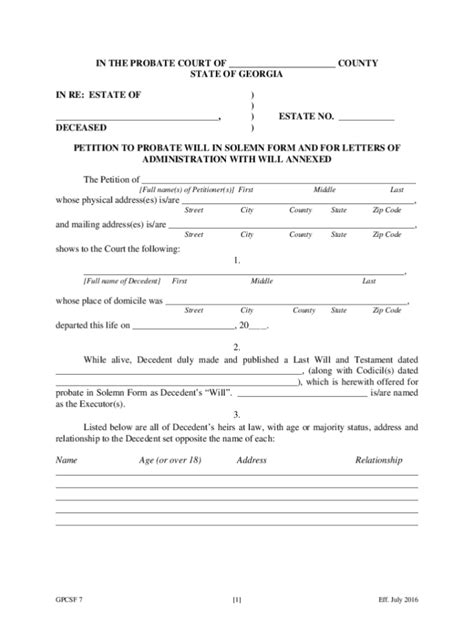 Fillable Georgia Probate Forms Printable Forms Free Online