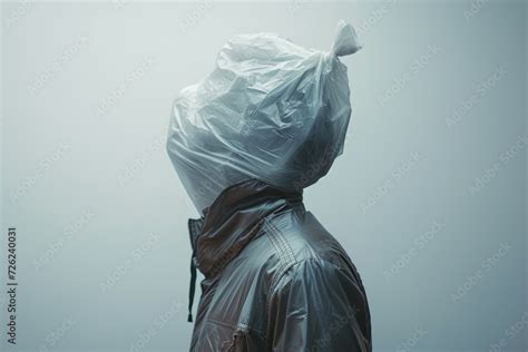Man With Plastic Bag Head Highlights Plastic Pollution Urging Action