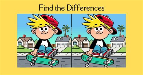 Spot 3 Differences In Guy Skateboarding Can You Find Them In 35 Seconds
