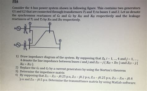 Solved Consider The 4 Bus Power System Shown In Following