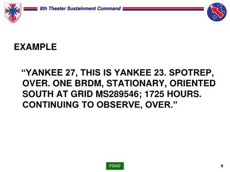 Army 8 Line Sitrep Report Example