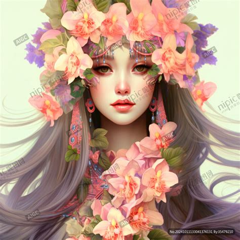 Ai创作图花季少女插画 数字美女插画 手绘花卉少女女神 花卉少女插画 紫发花朵卡通女孩 唯美少女与花系列 少女与花插画 森系美少女插画 女神插画海报 美女插画画 可爱美女插画花朵 花仙子人物