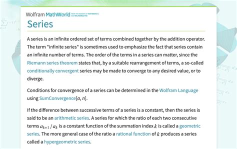 Series From Wolfram Mathworld