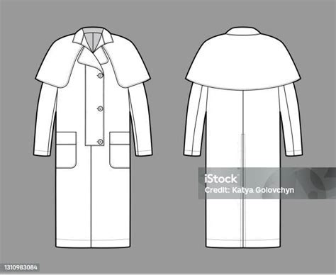 긴 소매 나폴레옹 라펠 칼라 오버사이즈 바디 미디 길이 케이프가 있는 더스터 코트 테크니컬 패션 일러스트 0명에 대한 스톡 벡터 아트 및 기타 이미지 Istock