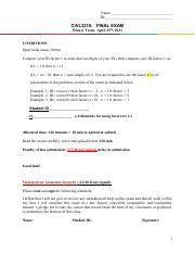 FinalExam W2021 Pdf Name ID CIVL3210 FINAL EXAM Winter Term April