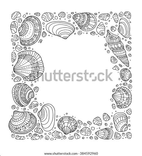 Seashell Border Frame Ocean Pattern Vector Stock Vector Royalty Free 384592960 Shutterstock