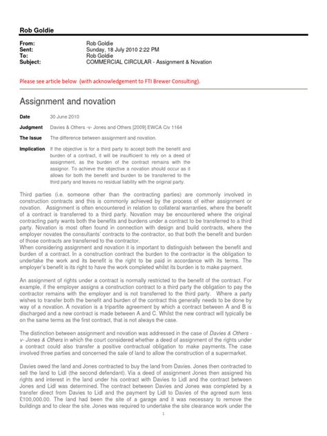 T017 Assignment And Novation Pdf Assignment Law Employment