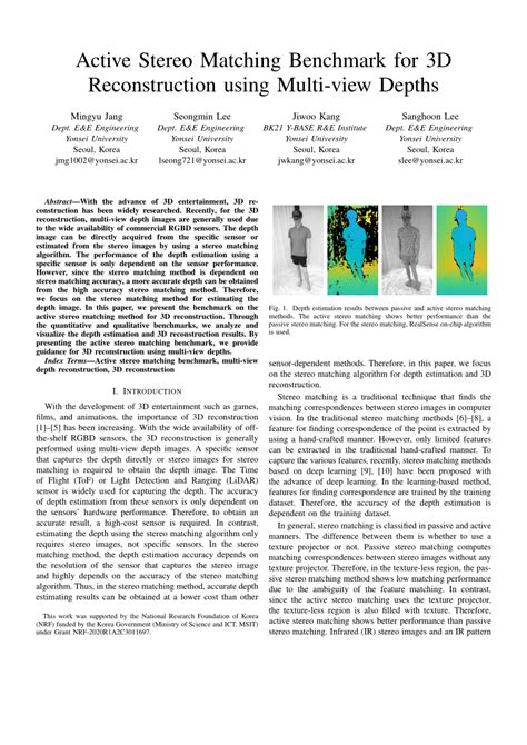 Pdf Active Stereo Matching Benchmark For 3d Reconstruction Using Multi View Depths