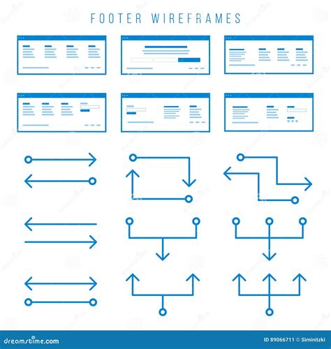 Footer Wireframe Components For Prototypes Stock Vector Illustration Of Form Navigation