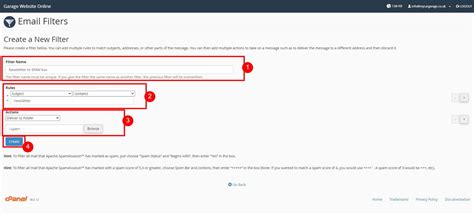 Create An Email Filters Garage Invoice