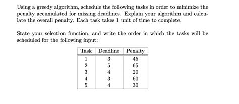 Solved Using A Greedy Algorithm Schedule The Following