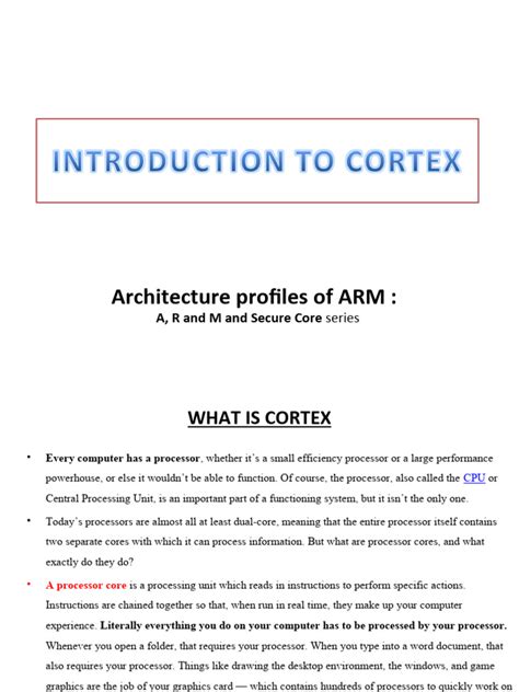 cortex pdf multi core processor central processing unit
