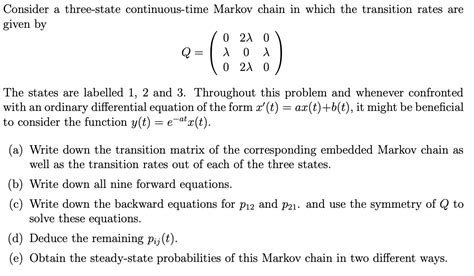 consider a three state continuous time markov chain