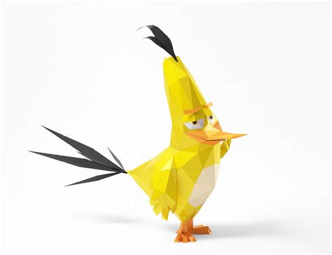 Chuck Angry Birds Paper Craft Pdf Template Diy Low Poly Model Lacrafta