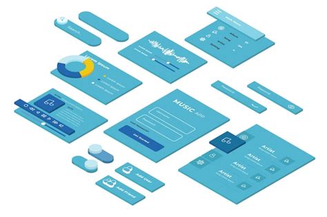 Free Vector Isometric Ui Ux Elements Collection