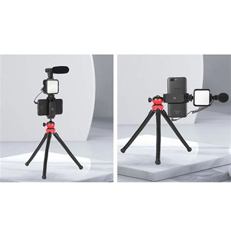 Kit 04lm Phone Video Shooting Kit Octopus Tripod With Microphone Phone Holder Fill Light