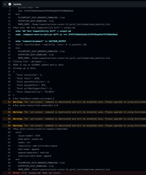 Ci Failed To Write Outputmd In Test Compatibility Diff · Issue 4392 · Web Infra Devrspack