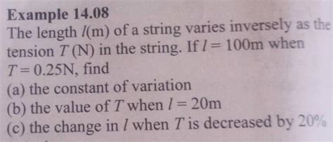 Solved Example The Length L M Of A String Varies Chegg Com